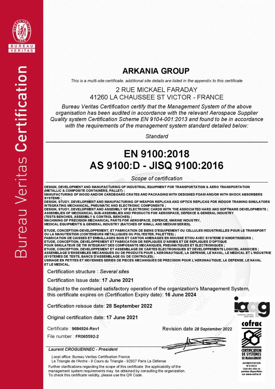 Certifications - Arkania Group